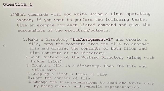 Solved a) What commands will you write using a Linux | Chegg.com