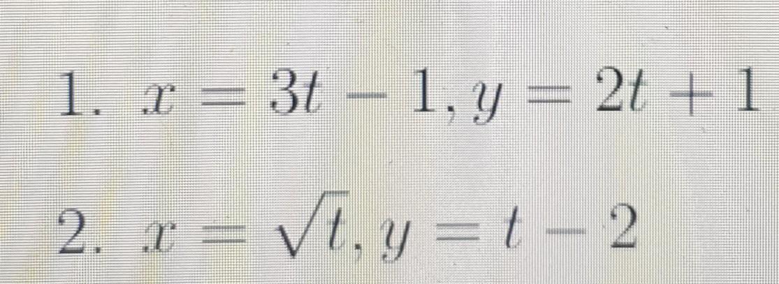 Solved calculus 2 parametric calc. eliminate the parameter | Chegg.com