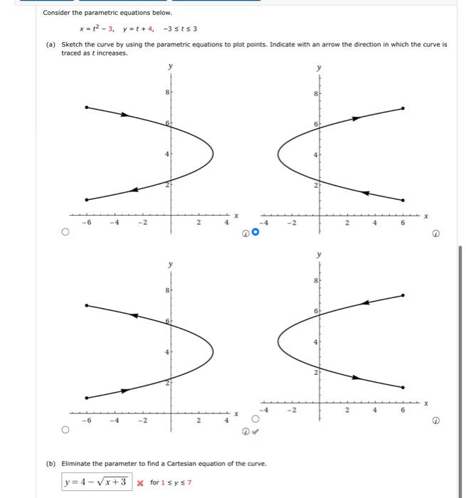 Solved Consider the parametric equations below. | Chegg.com