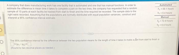 Solved A company that does manufacturing work has one | Chegg.com