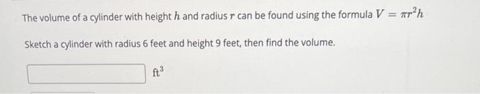 Solved The volume of a cylinder with height h and radius r | Chegg.com