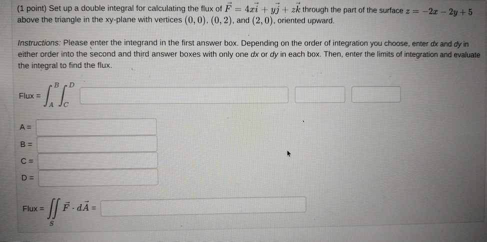Solved (1 point) Set up a double integral for calculating | Chegg.com