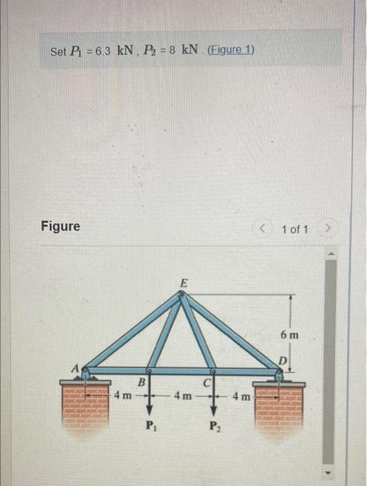 Solved Set R = 6.3 kN P2 = 8 kN. (Figure 1) Figure
