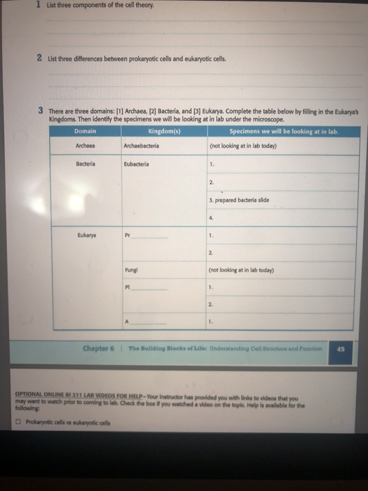 Solved 1 List three components of the cell theory. 2 List | Chegg.com