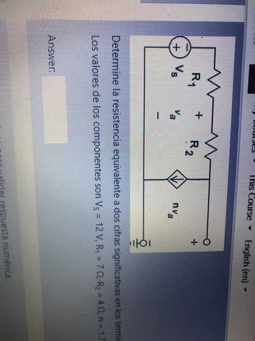 Solved LOUISCS This Course - English (en) R1 + + O R2 Vs va | Chegg.com
