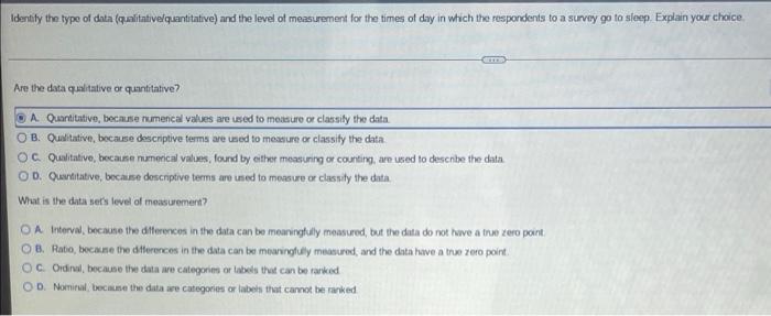 Solved Identify the type of data qualitativelquantitative) | Chegg.com
