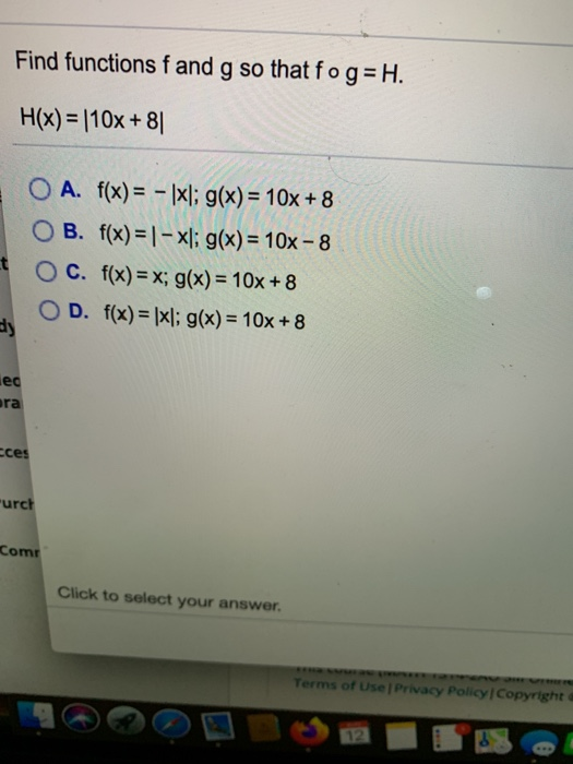 Solved Find functions fand g so that fog=H. H(x) = 110x + 81 | Chegg.com