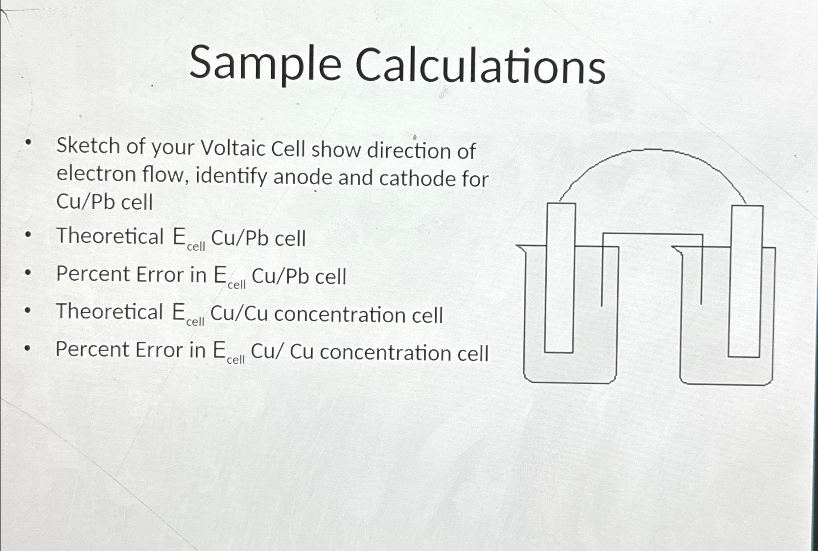 Sample CalculationsSketch of your Voltaic Cell show | Chegg.com
