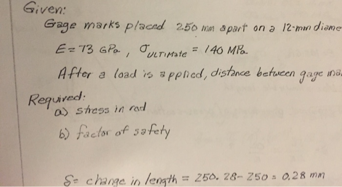 Solved Given: Gage marks placed 2.50 mm apart on a 12-mm | Chegg.com