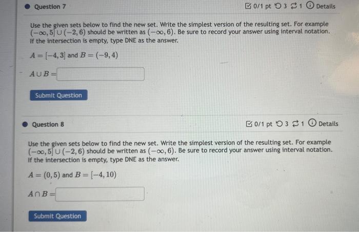 Solved Use the given sets below to find the new set. Write | Chegg.com