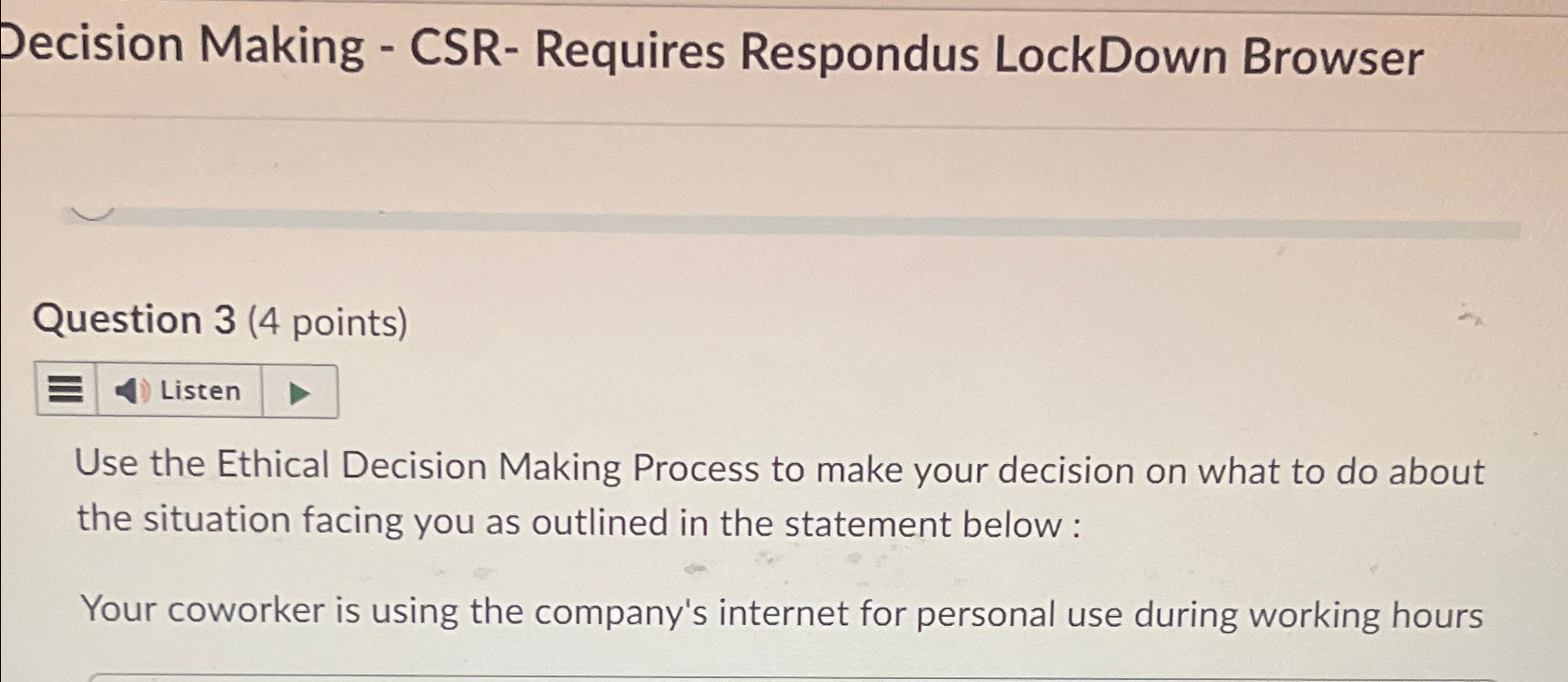 Solved Decision Making - ﻿CSR- ﻿Requires Respondus LockDown | Chegg.com