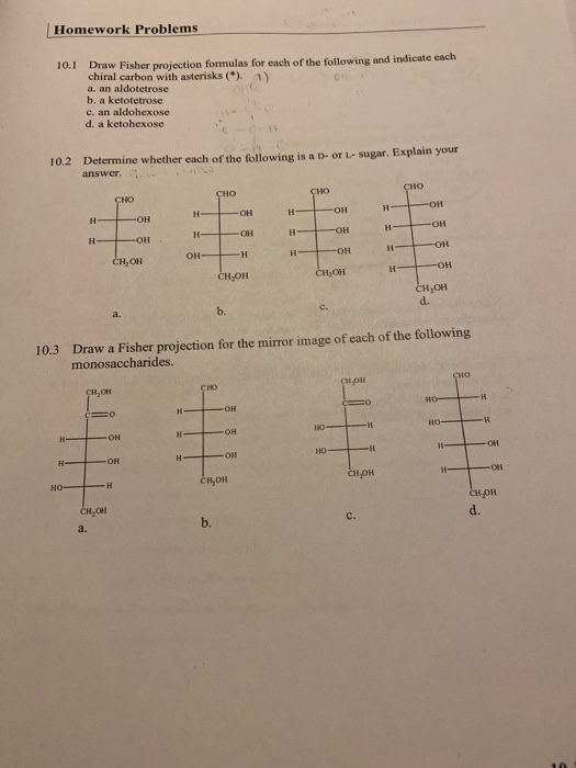 Solved Homework Problems 10.1 Draw Fisher projection | Chegg.com
