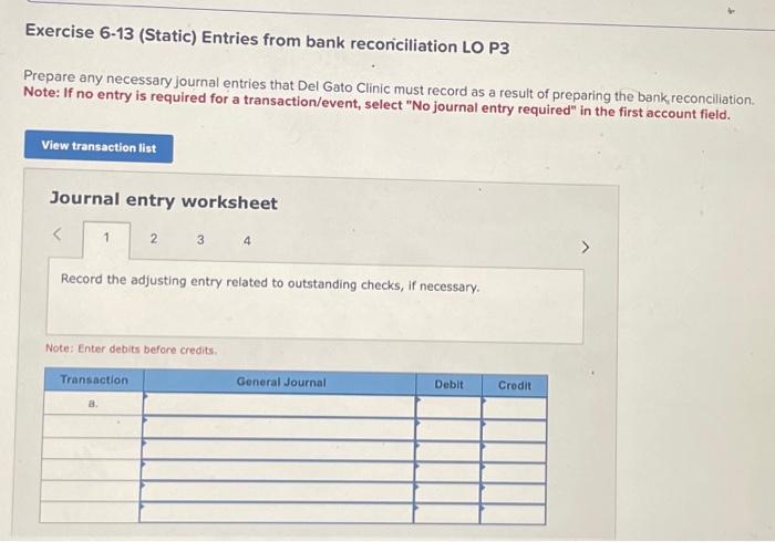 Entries from bank reconciliation LO P3 Prepare any | Chegg.com