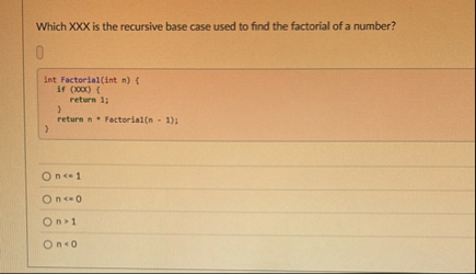 Solved Which XXX is the recursive base case used to find the | Chegg.com