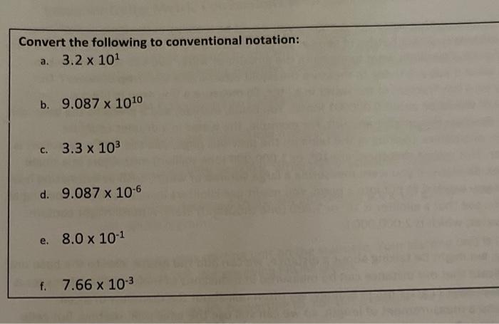 Convert the following to conventional notation: a. | Chegg.com