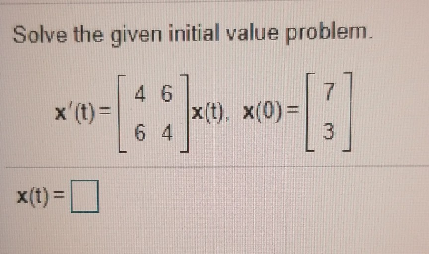 Solved Solve the given initial value problem. | Chegg.com
