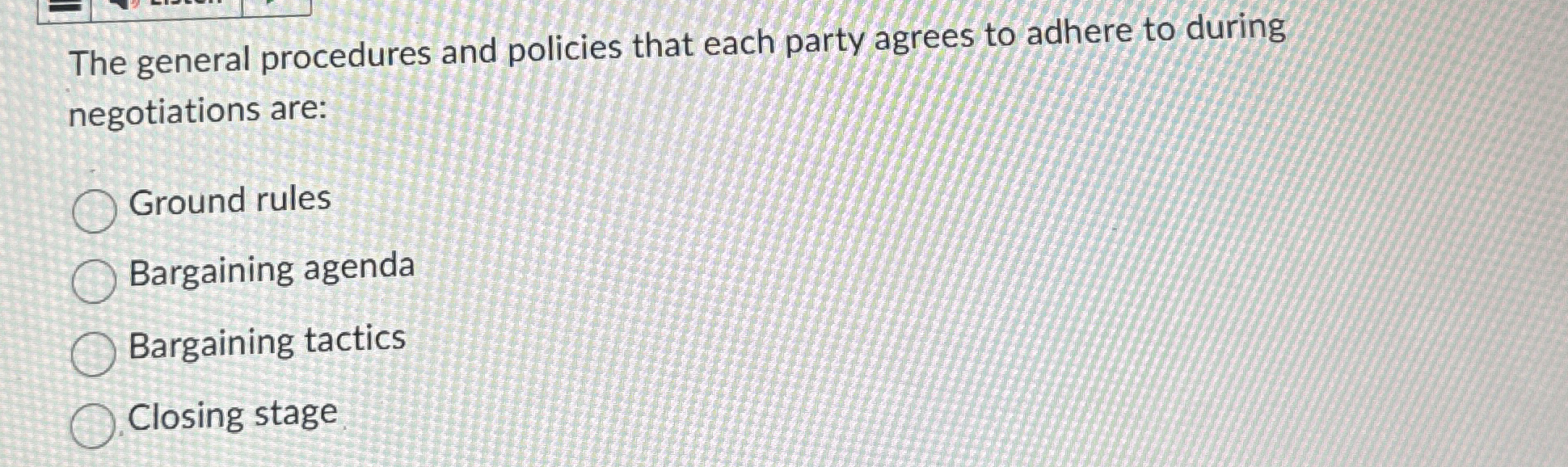 Solved The general procedures and policies that each party | Chegg.com