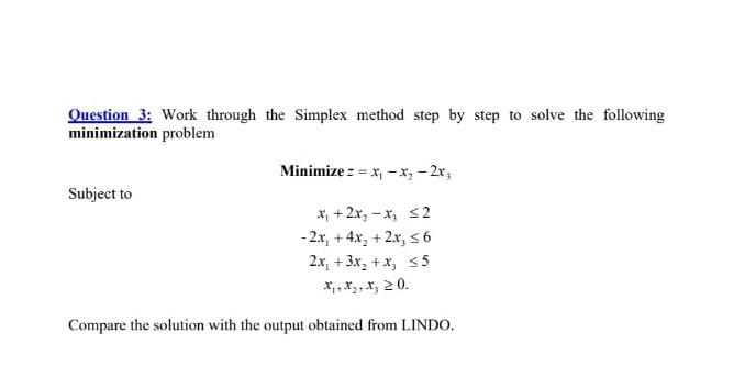 Solved Question 3: Work through the Simplex method step by | Chegg.com