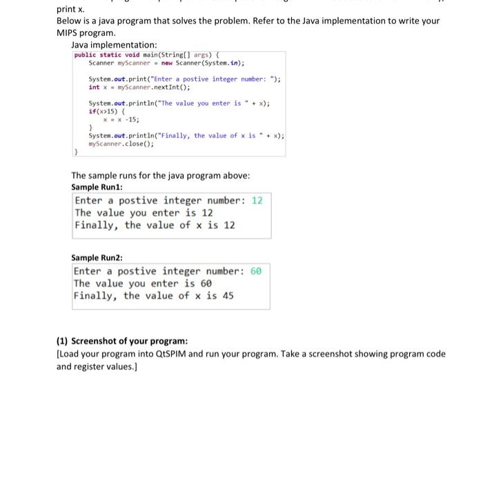 Solved print x. Below is a java program that solves the | Chegg.com