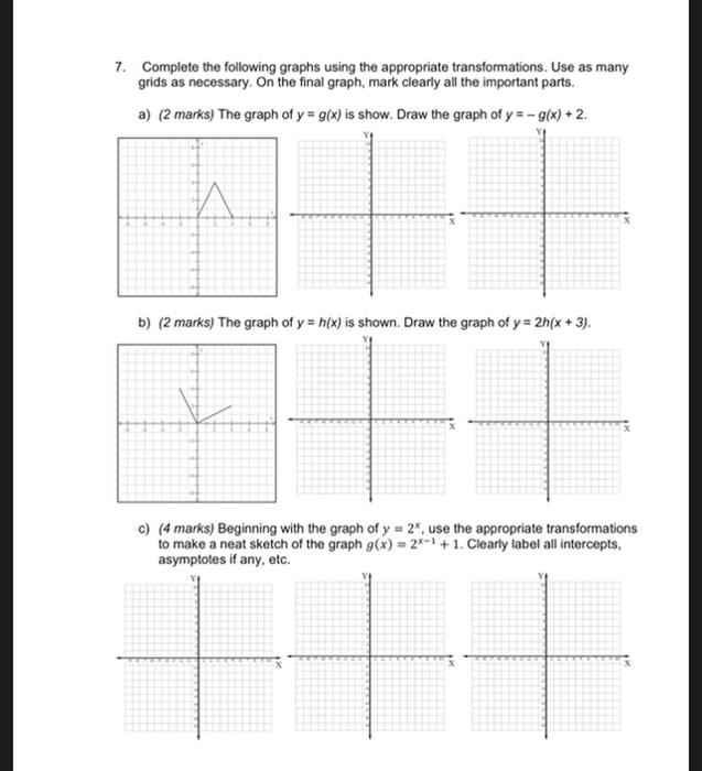 Solved 7. Complete the following graphs using the | Chegg.com