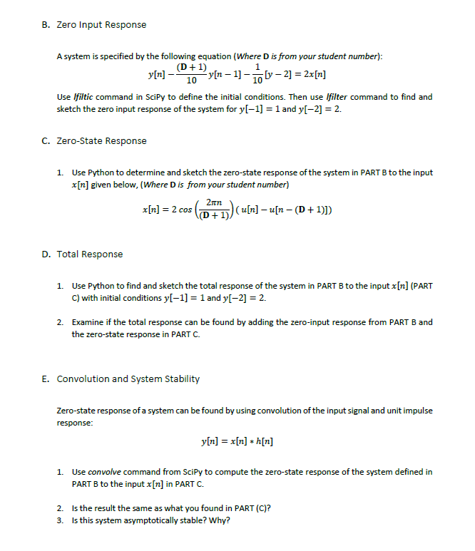 Solved Please ONLY PART EB. ﻿Zero Input ResponseA system is | Chegg.com