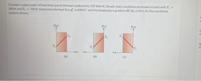 Solved Consider a plane wall 1100 mm thick and of thermal | Chegg.com