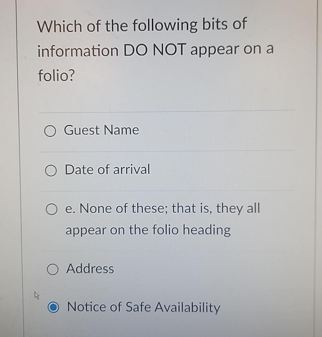 Solved Which of the following bits of information DO NOT | Chegg.com