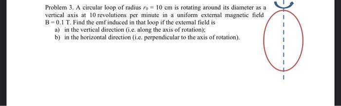 Solved Problem 3. A circular loop of radius r0=10 cm is | Chegg.com