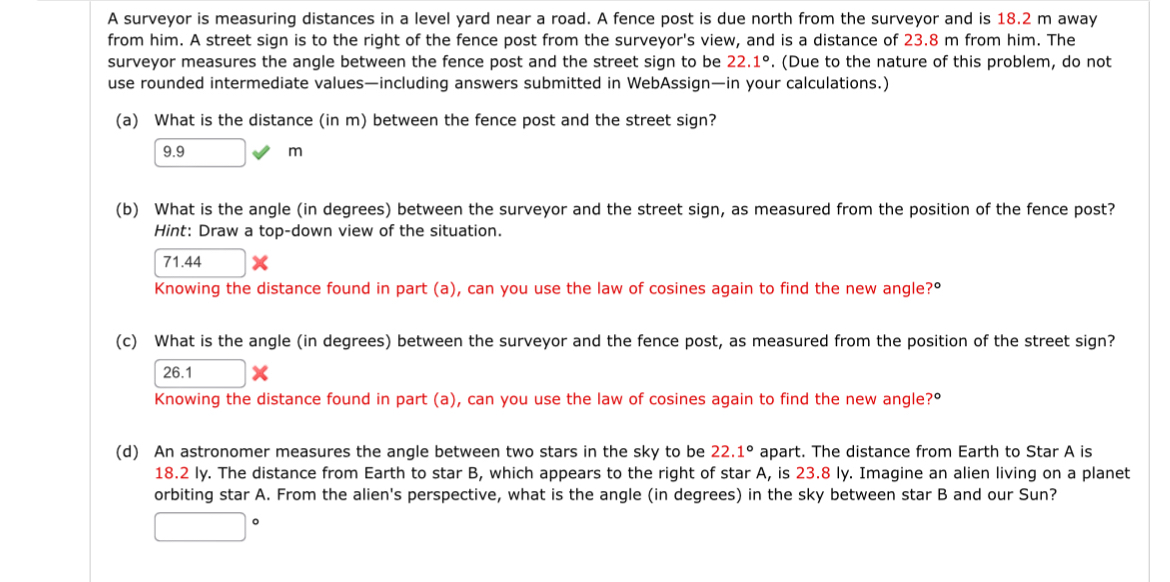 Solved A surveyor is measuring distances in a level yard | Chegg.com