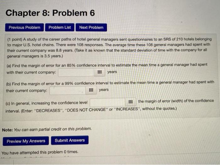 Solved Chapter 8: Problem 6 Previous Problem Problem List | Chegg.com