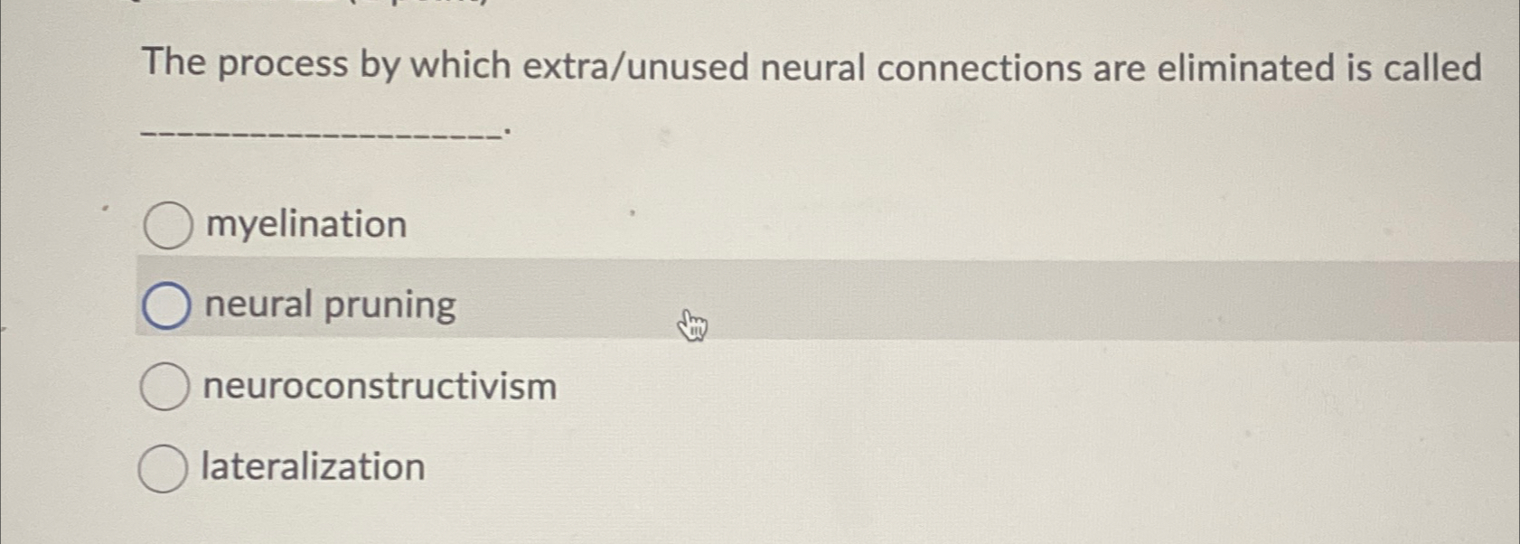 Solved The process by which extra/unused neural connections | Chegg.com