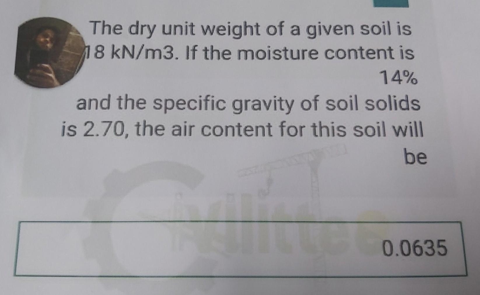 Solved The dry unit weight of a given soil is 18 kN/m3. If | Chegg.com