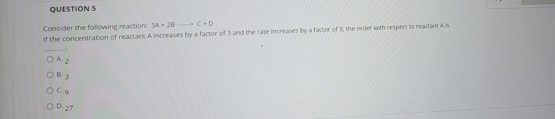 Solved Consider the following reaction: 3A+2B C+D If the | Chegg.com