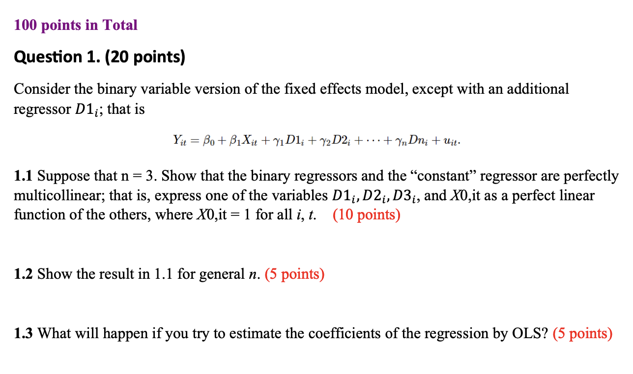 Solved 100 ﻿points in TotalQuestion 1. (20 ﻿points)Consider | Chegg.com