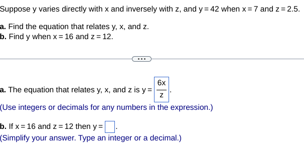 Solved Suppose y ﻿varies directly with x ﻿and inversely with | Chegg.com