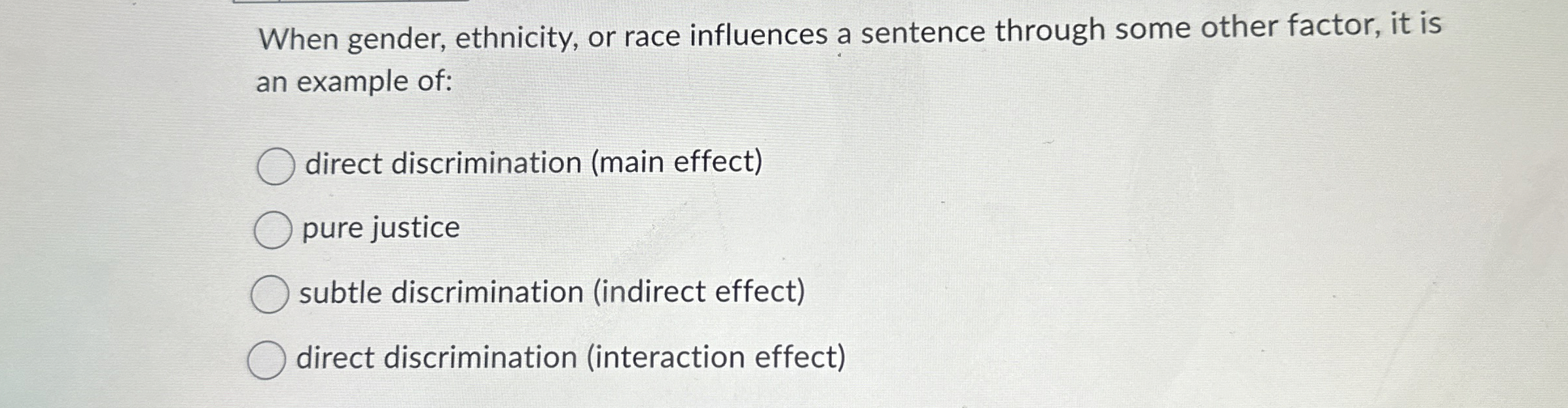 Solved When gender, ethnicity, or race influences a sentence | Chegg.com