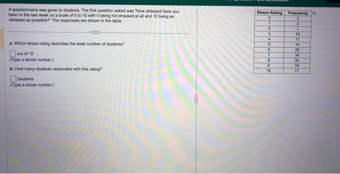 Solved A questionnaire was given to students. The first | Chegg.com