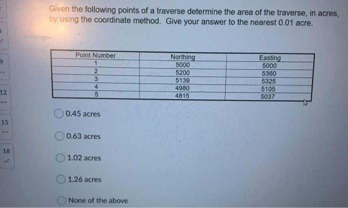 Solved Given the following points of a traverse determine | Chegg.com