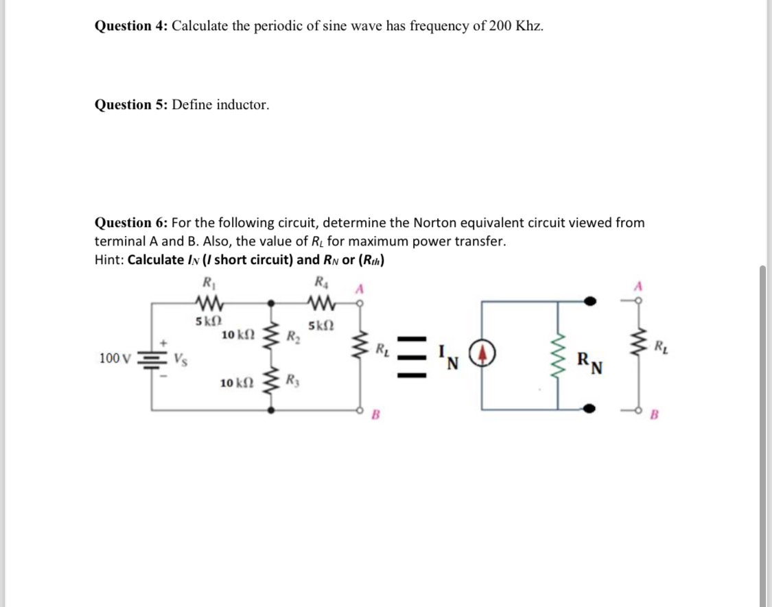 Solved Question 4: Calculate the periodic of sine wave has | Chegg.com
