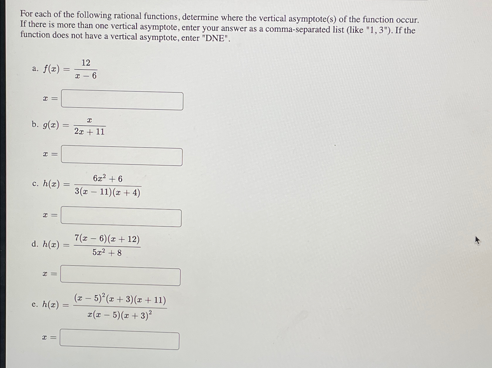 Solved For each of the following rational functions, | Chegg.com
