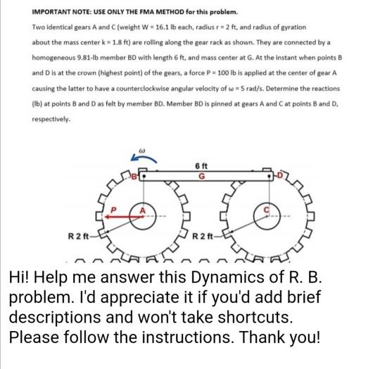 Solved IMPORTANT NOTE: USE ONLY THE FMA METHOD for this | Chegg.com