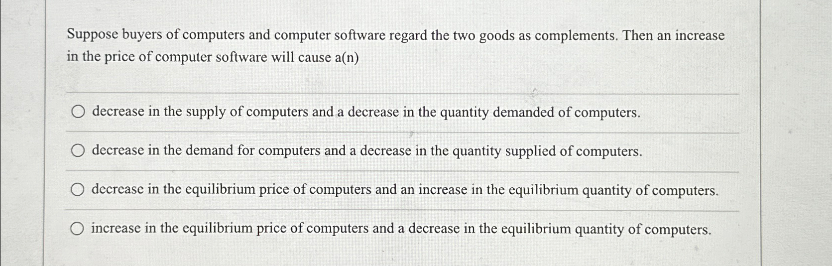 Solved Suppose buyers of computers and computer software | Chegg.com