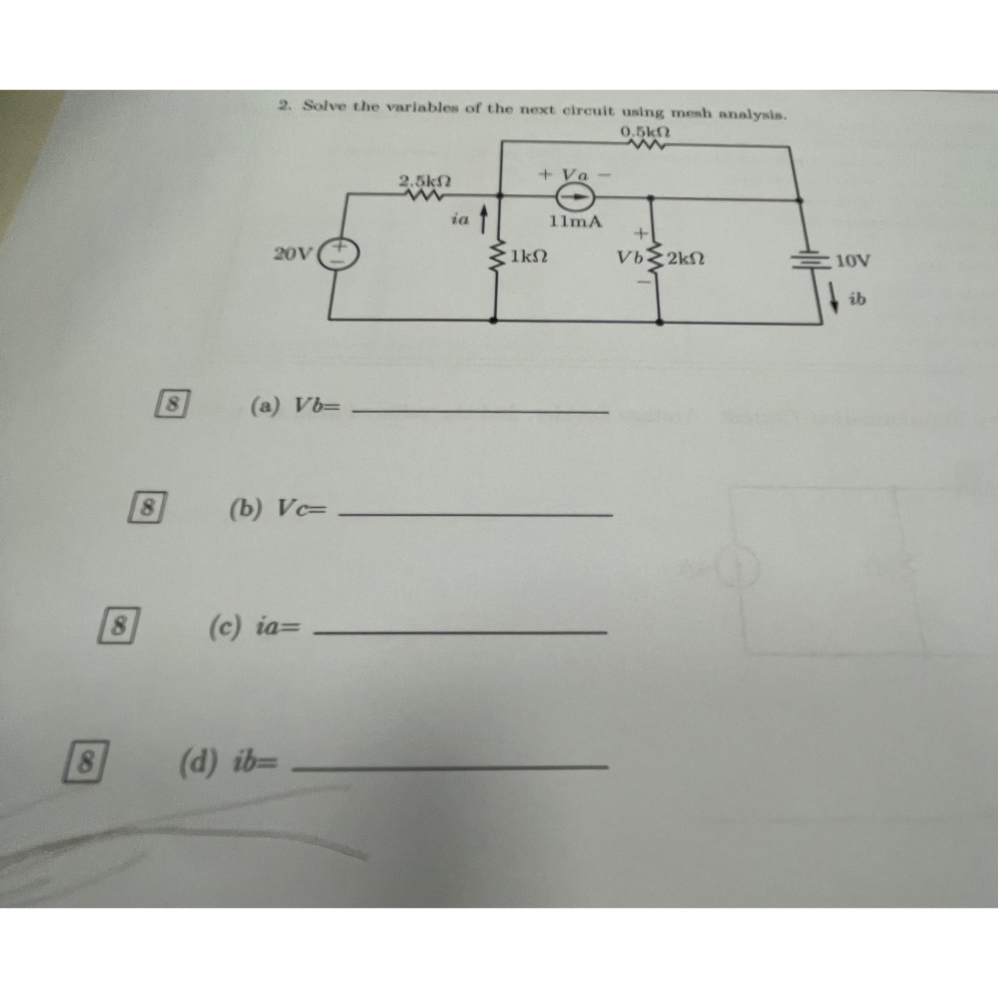 Solved Solve the variables of the next eireuit using mesh | Chegg.com
