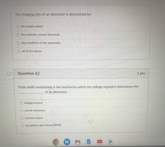 Solved The charging rate of an alternator is determined by: | Chegg.com