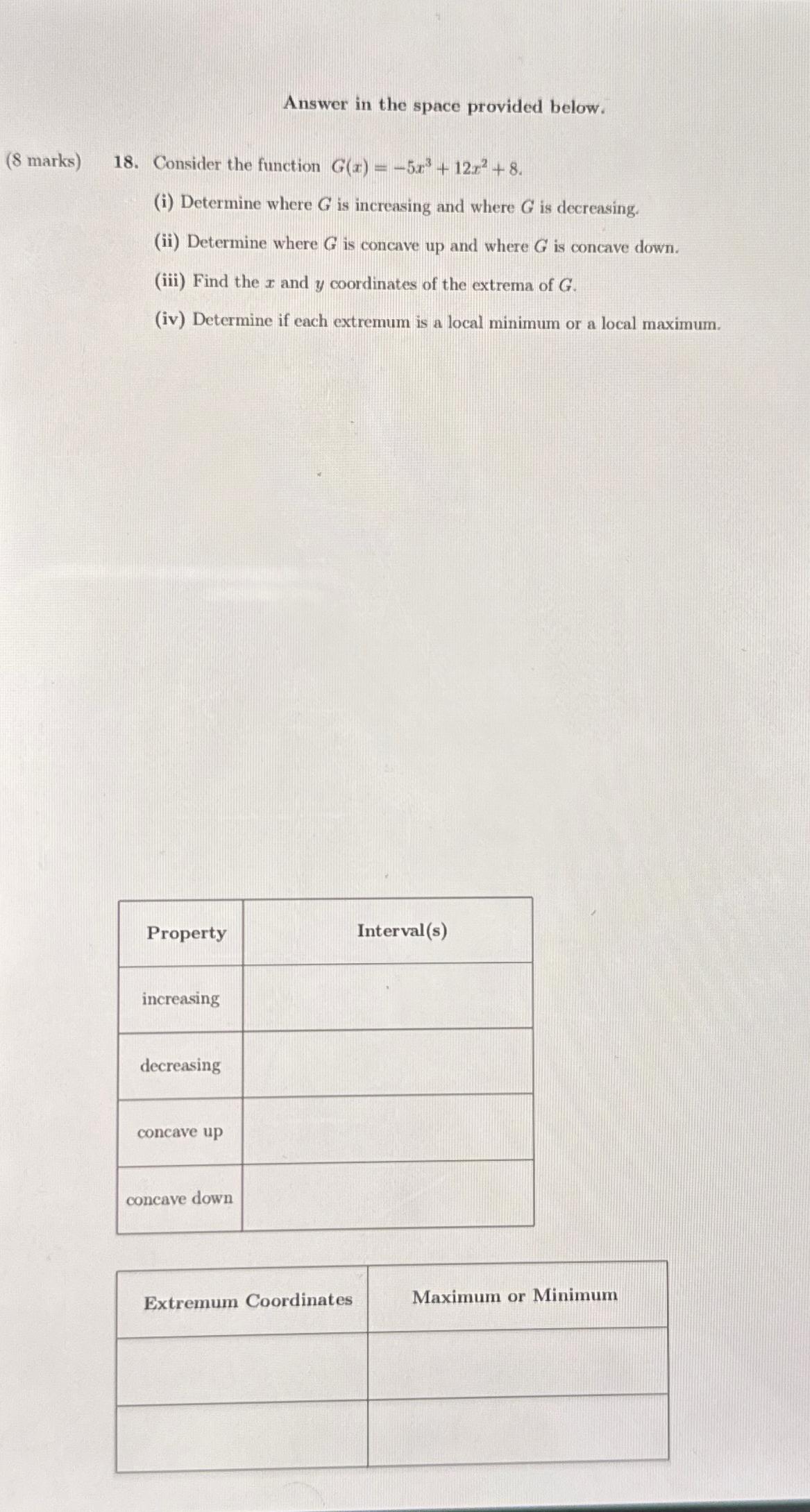 Solved Answer in the space provided below.(8 ﻿marks)18. | Chegg.com