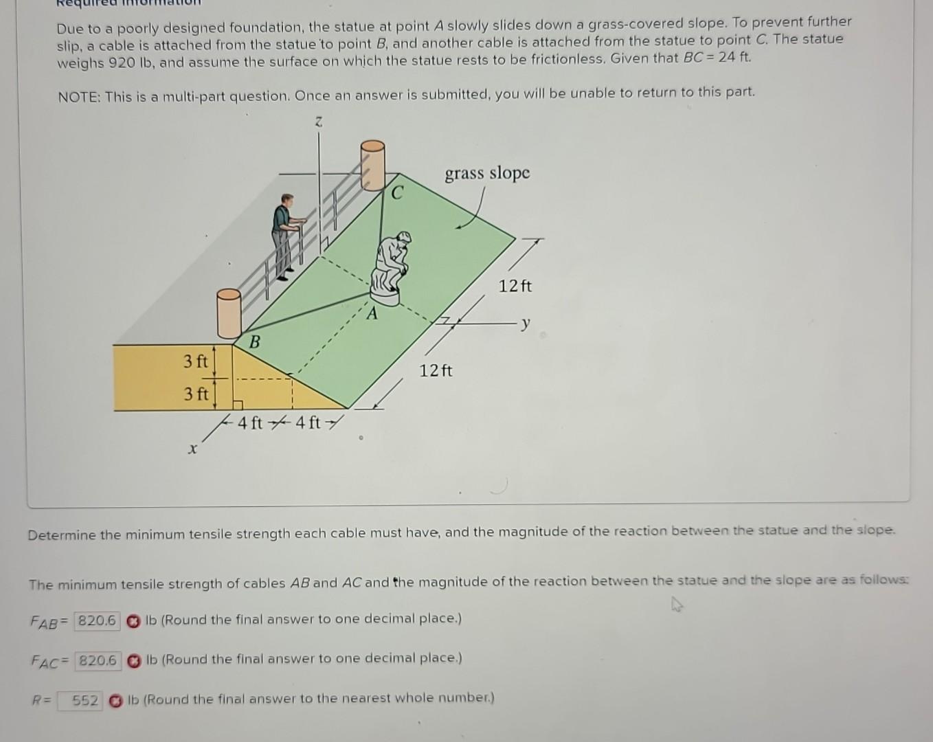 Solved Due to a poorly designed foundation, the statue at | Chegg.com