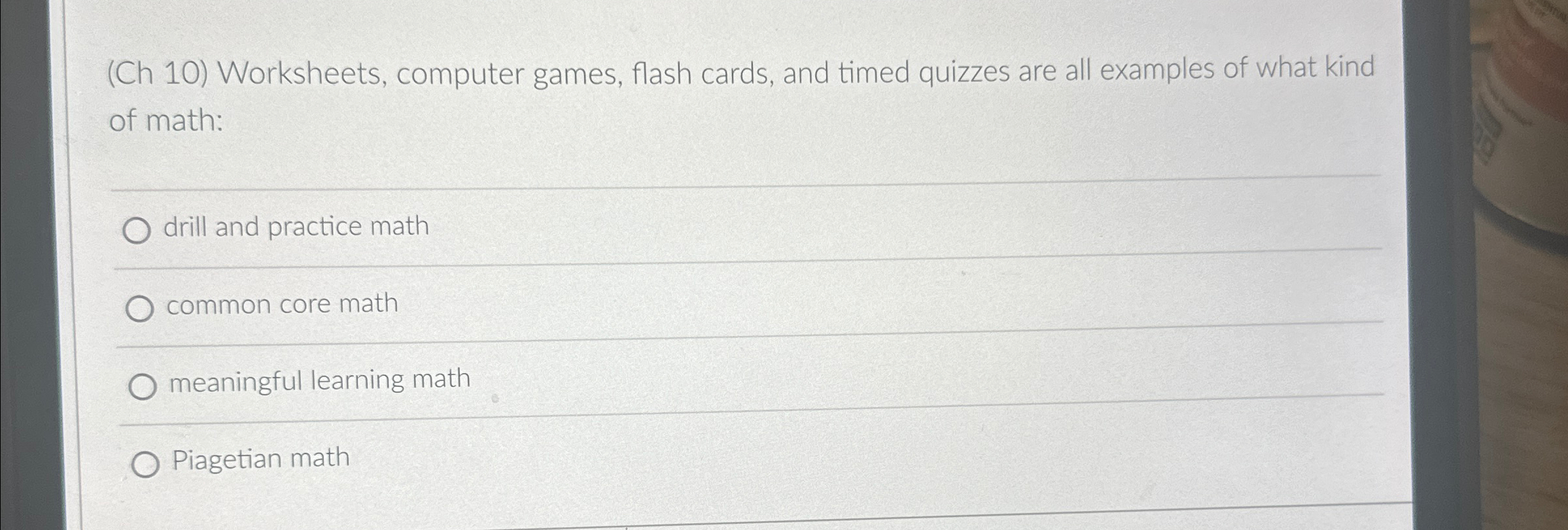 Solved (Ch 10) ﻿Worksheets, computer games, flash cards, and | Chegg.com