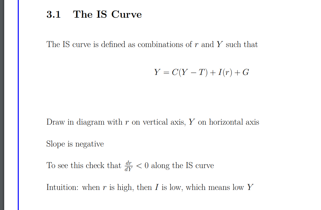 Solved 3.1 ﻿The IS CurveThe IS curve is defined as | Chegg.com