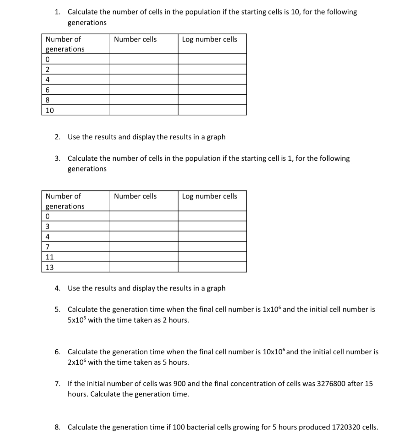 Solved Calculate the number of cells in the population if | Chegg.com