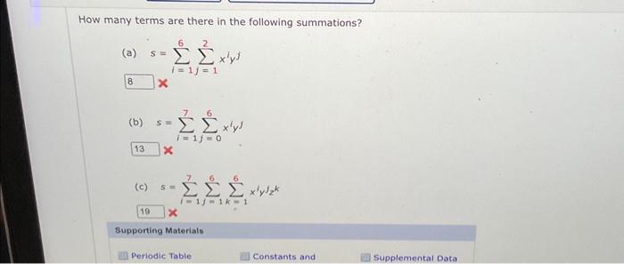 Solved How many terms are there in the following summations? | Chegg.com